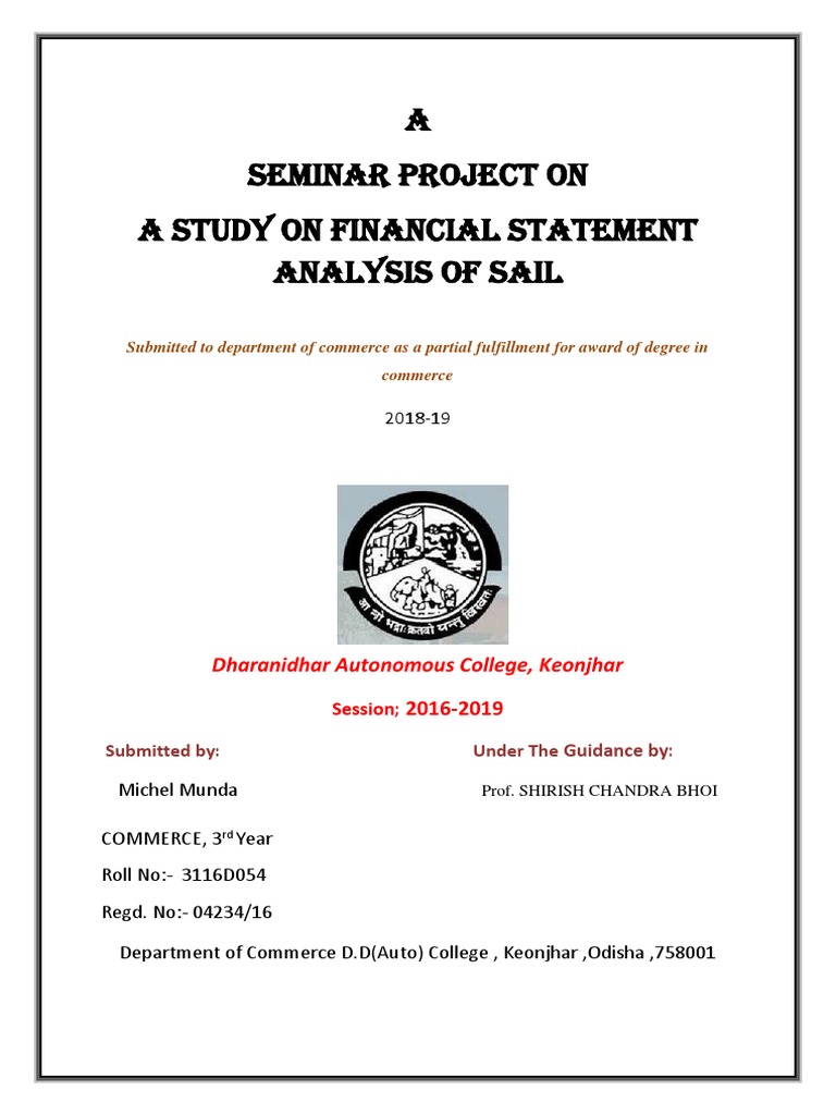 A Seminar Project On A Study On Financial Statement Analysis of Sail | PDF | Data Analysis ...