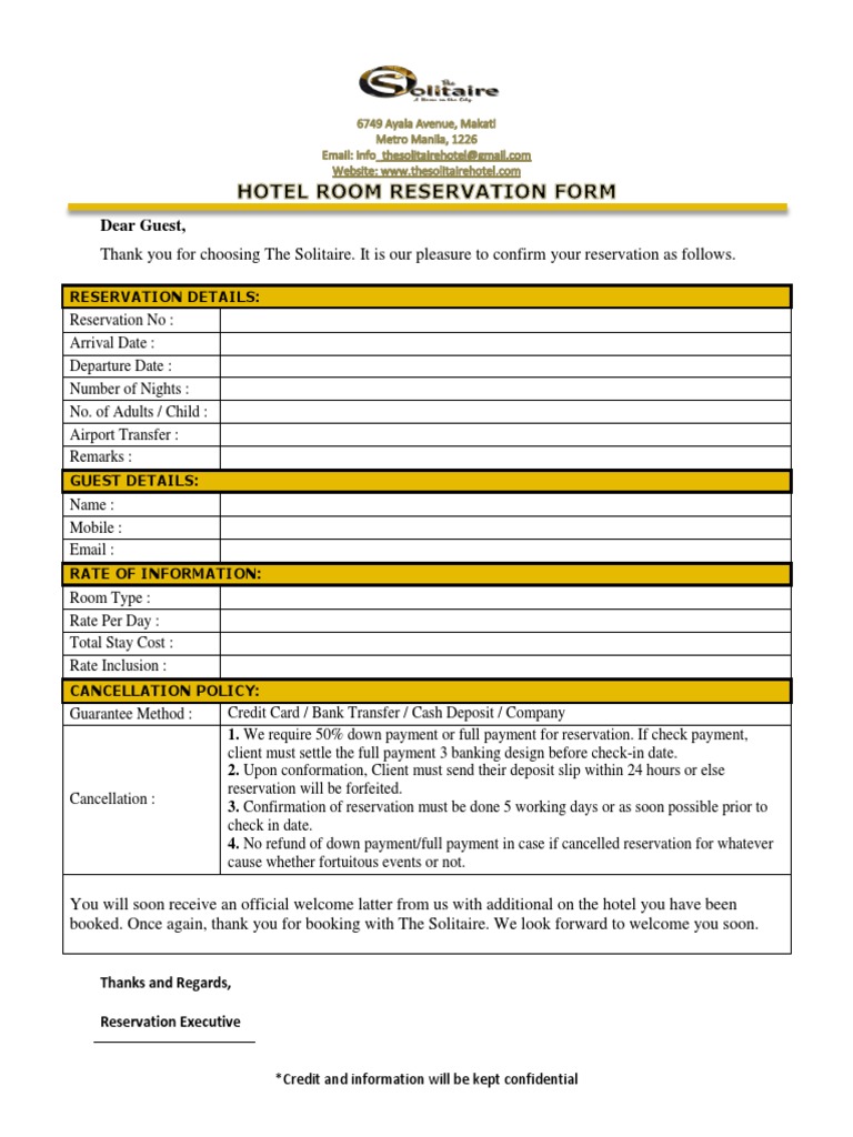Reservation Form | PDF