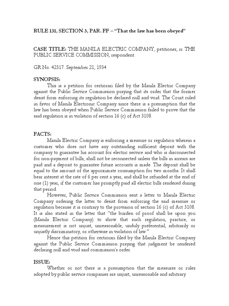 RULE 131, SECTION 3, PAR. FF - "That The Law Has Been Obeyed" Case ...