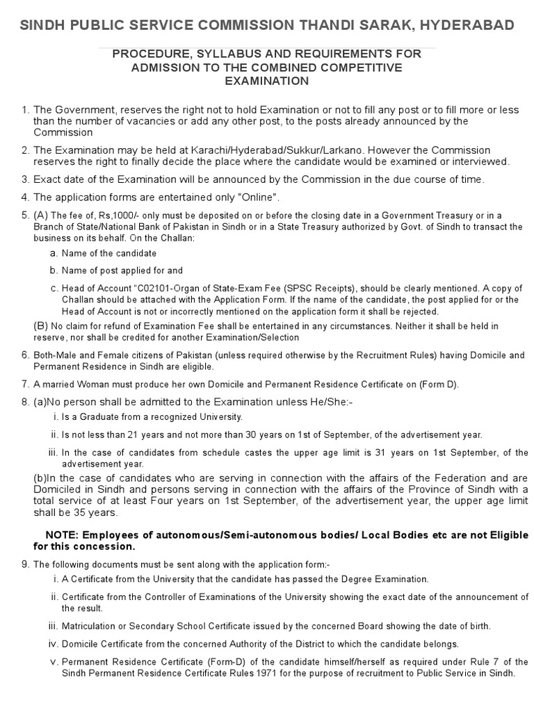 Procedure, Syllabus and Requirements For Admission To CCE | PDF ...