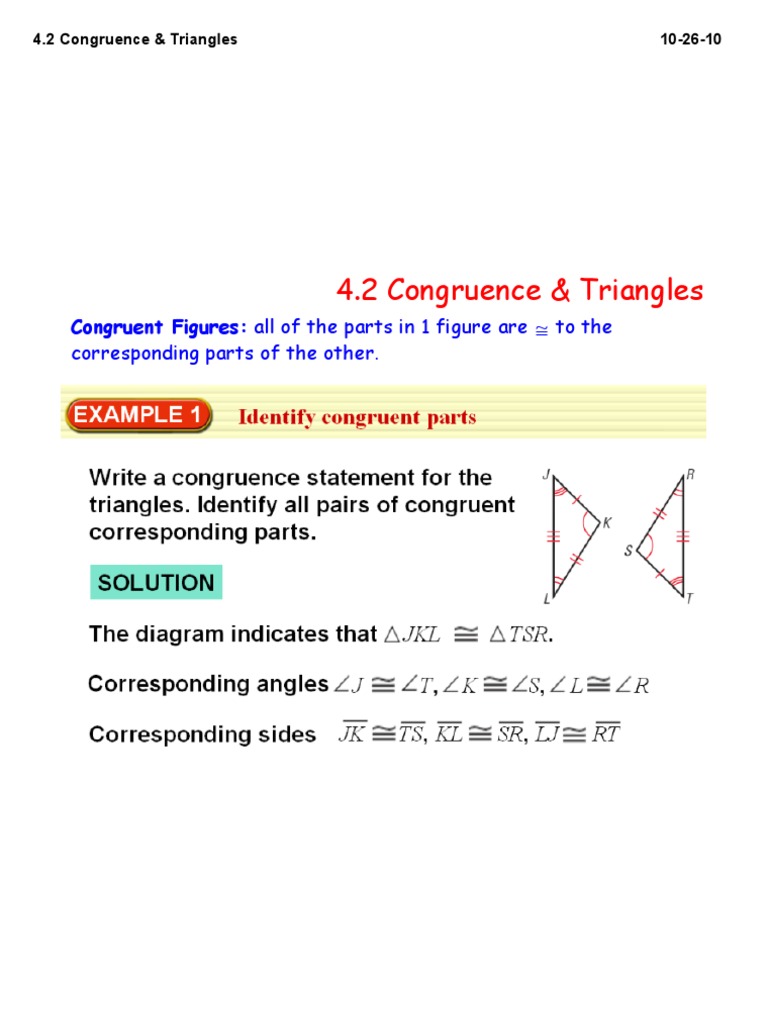 4.2 Congruence & Triangles: Congruent Figures | PDF