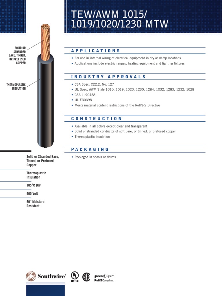 TEW/AWM 1015/ 1019/1020/1230 MTW: Applications | PDF | Insulator ...