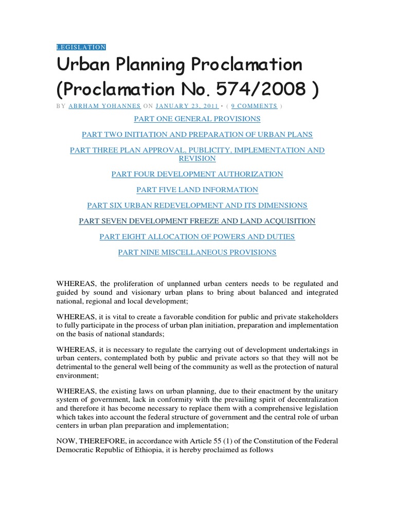 Legislation Urban Planning Law | PDF | Urban Renewal | Economic Development