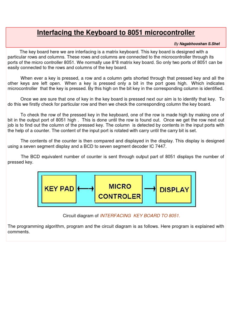 Interfacing The Keyboard To 8051 Micro Controller | PDF | Computer ...