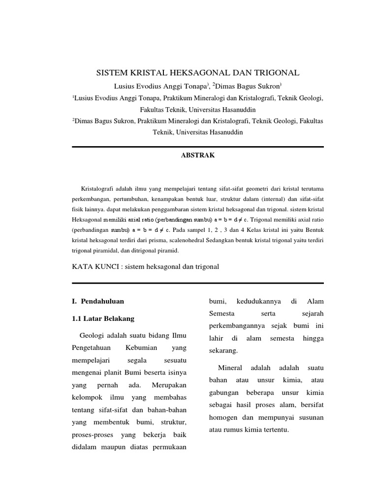 KRISTAL HEKSAGONAL DAN TRIGONAL | PDF