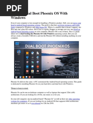 X86 Phoenix Os How To Dual Boot Phoenix OS With Windows | PDF