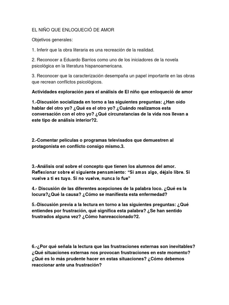 Análisis de "El niño que enloqueció" | PDF | Amor | Sicología