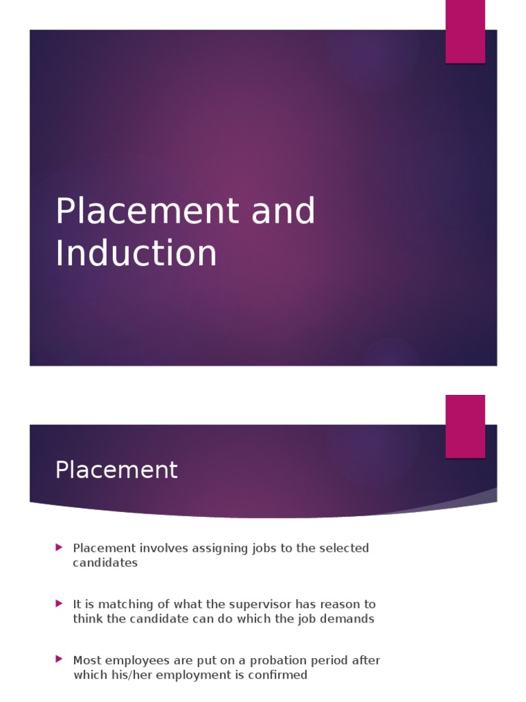Placement and Induction | PDF | Socialization | Industrial And ...