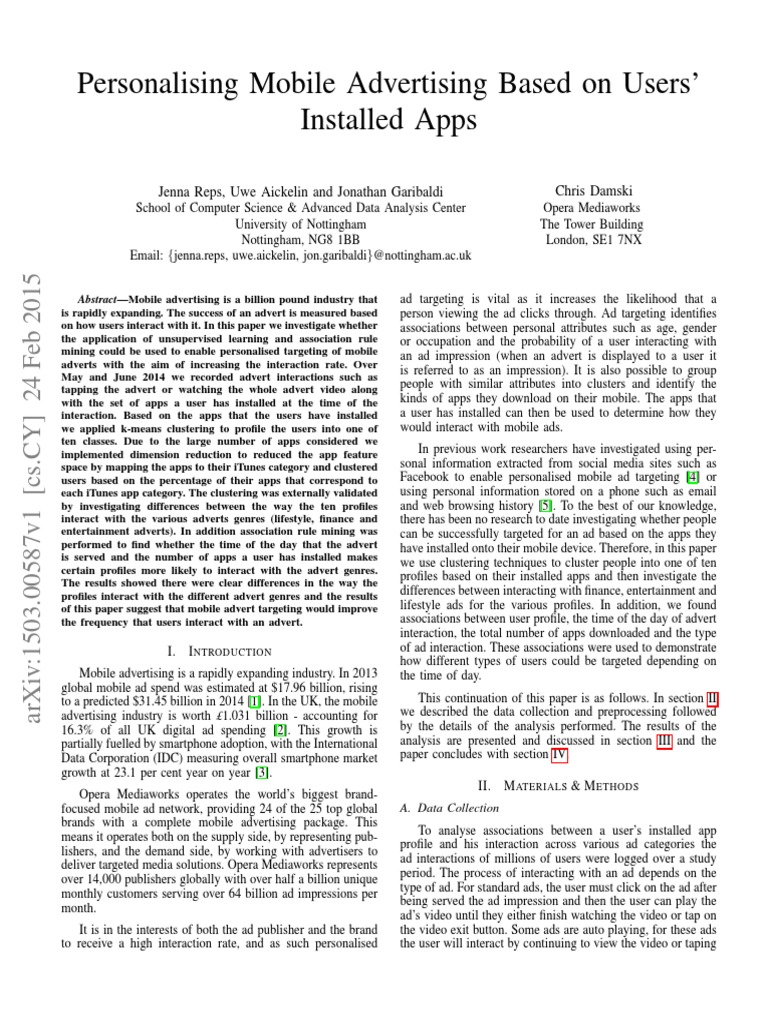 User Profile | PDF | Advertising | Mobile App