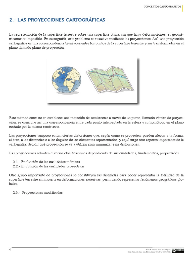 Tipos y Clasificación de Proyecciones Cartográficas | PDF | Mapa | Esfera