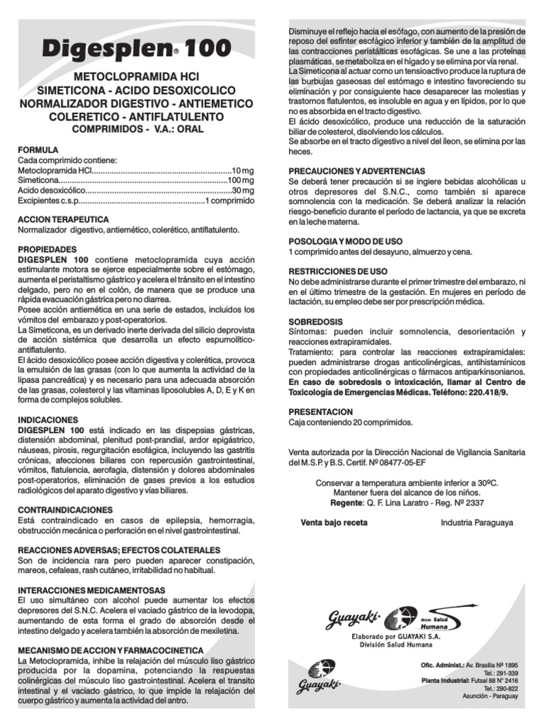 Digesplen 100 Prosp. | PDF | Sistema digestivo humano | Drogas
