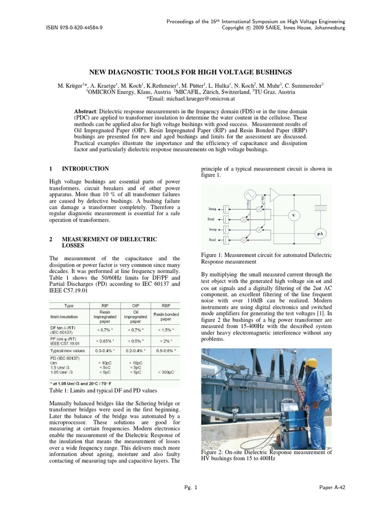HV Bushings Diagnostic PDF | PDF | Transformer | Capacitor