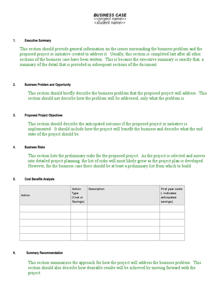 Business Case Template | PDF