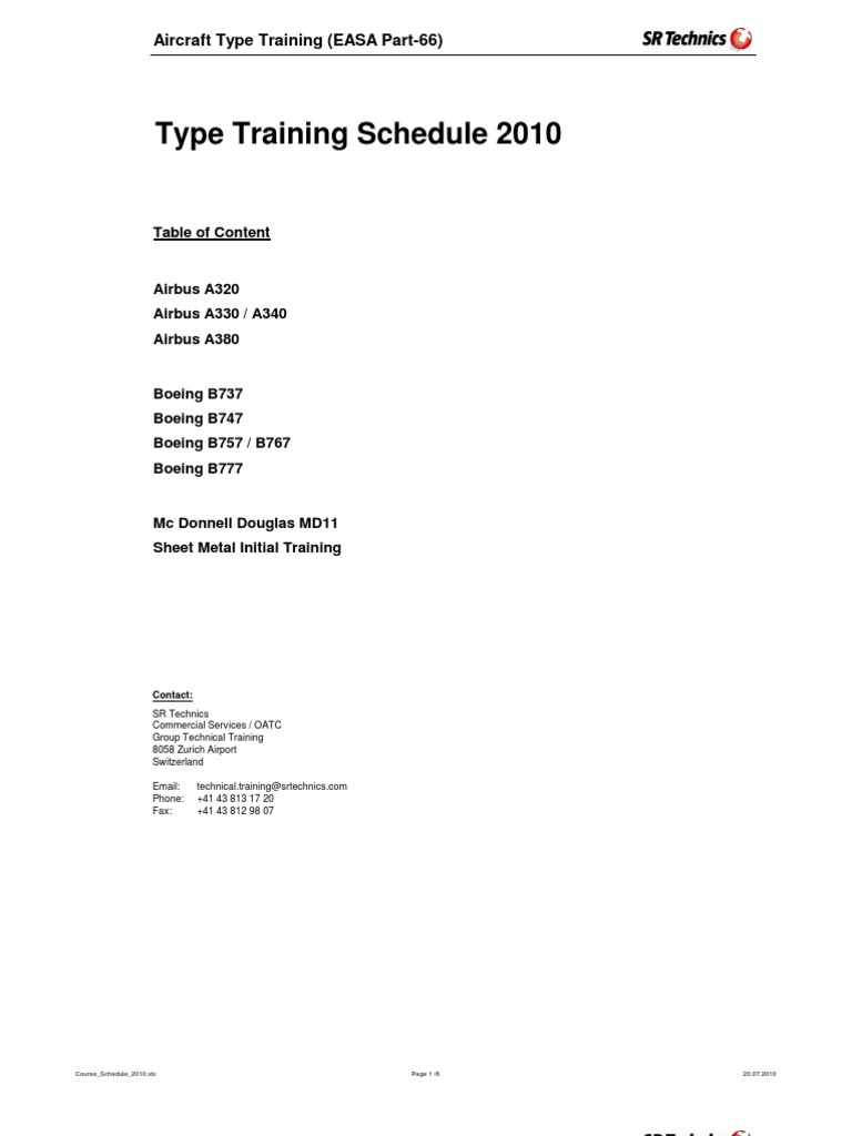 EASA Part-66 Aircraft Training Schedule | PDF | Airbus | Jet Aircraft