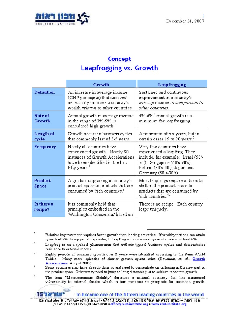 Leapfrogging vs. Growth: Concept | PDF | Macroeconomics | Infrastructure