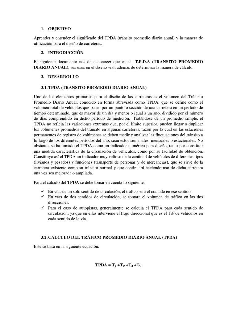 INFORME TPDA (Trasados de Carreteras) | PDF | La carretera | Volumen