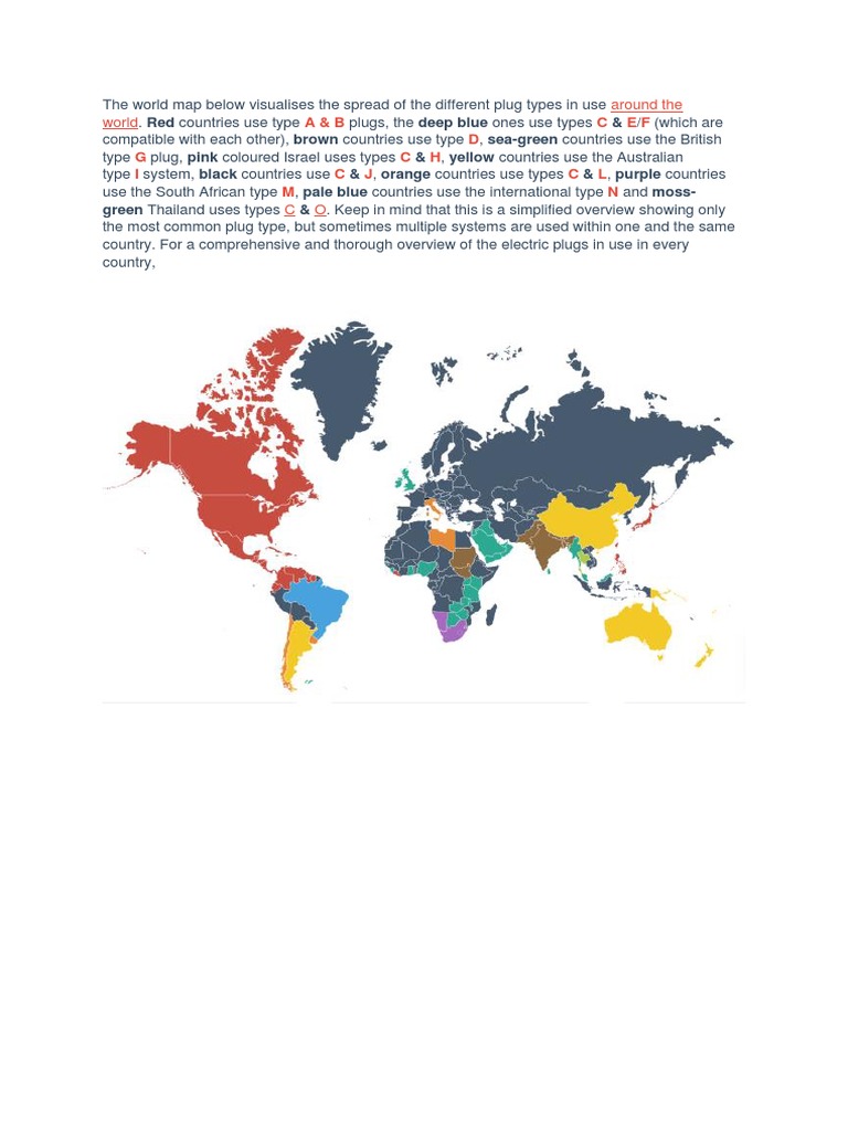 Global Electric Plug Types Map | PDF