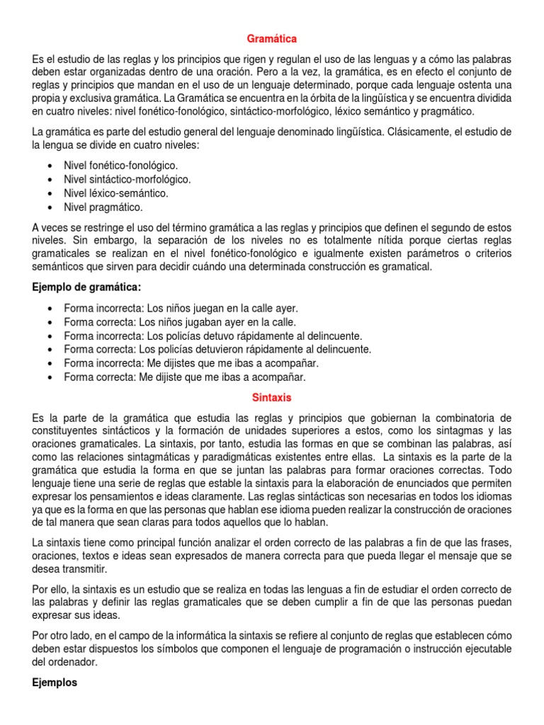 Gramática, Sintaxis,Morfologia,Fonetica,Fonologia y Semantica ...