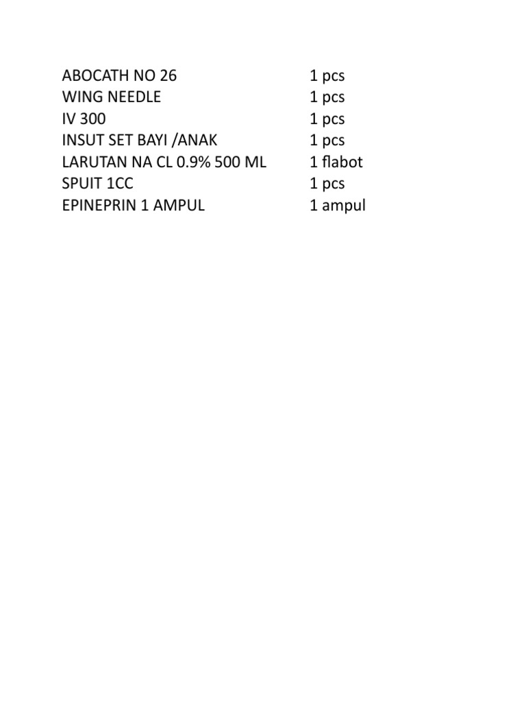 Isi Emergency Kit Imunisasi | PDF
