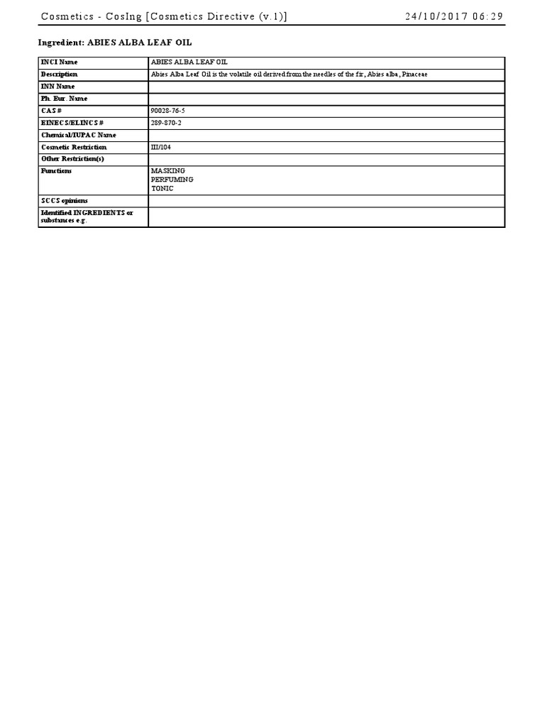 Abies Alba Leaf Oil Overview | PDF