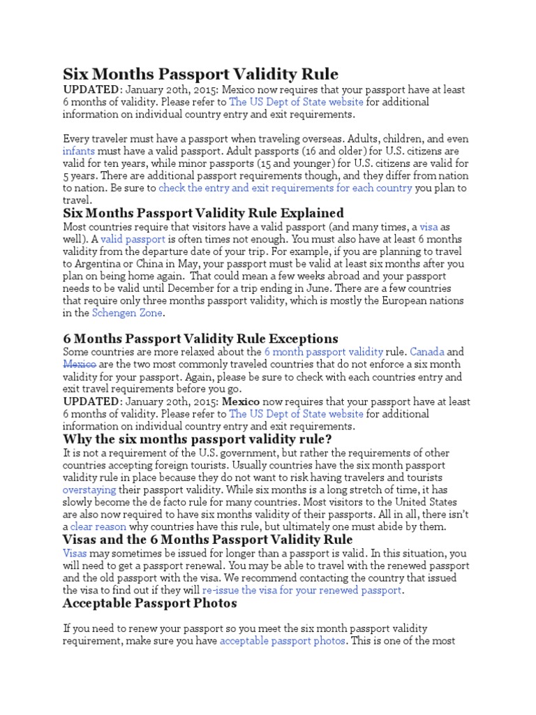 Six Months Passport Validity Rule Explained | PDF | Travel Visa | Passport