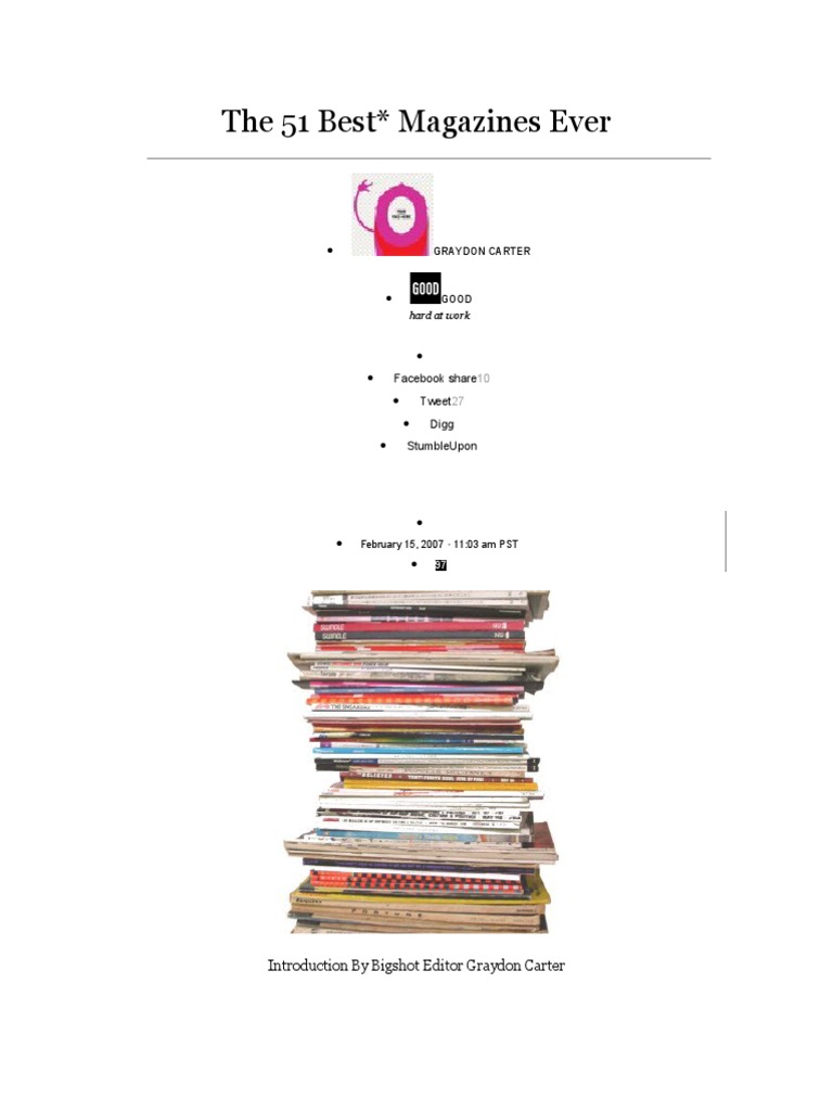 The 51 Best Magazines Ever | PDF | Magazines | Rolling Stone
