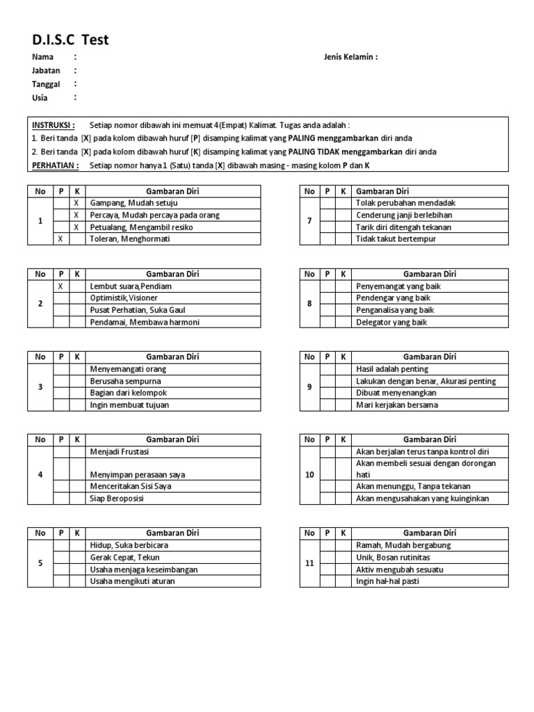 DISC Test 1 | PDF | Pengembangan Diri