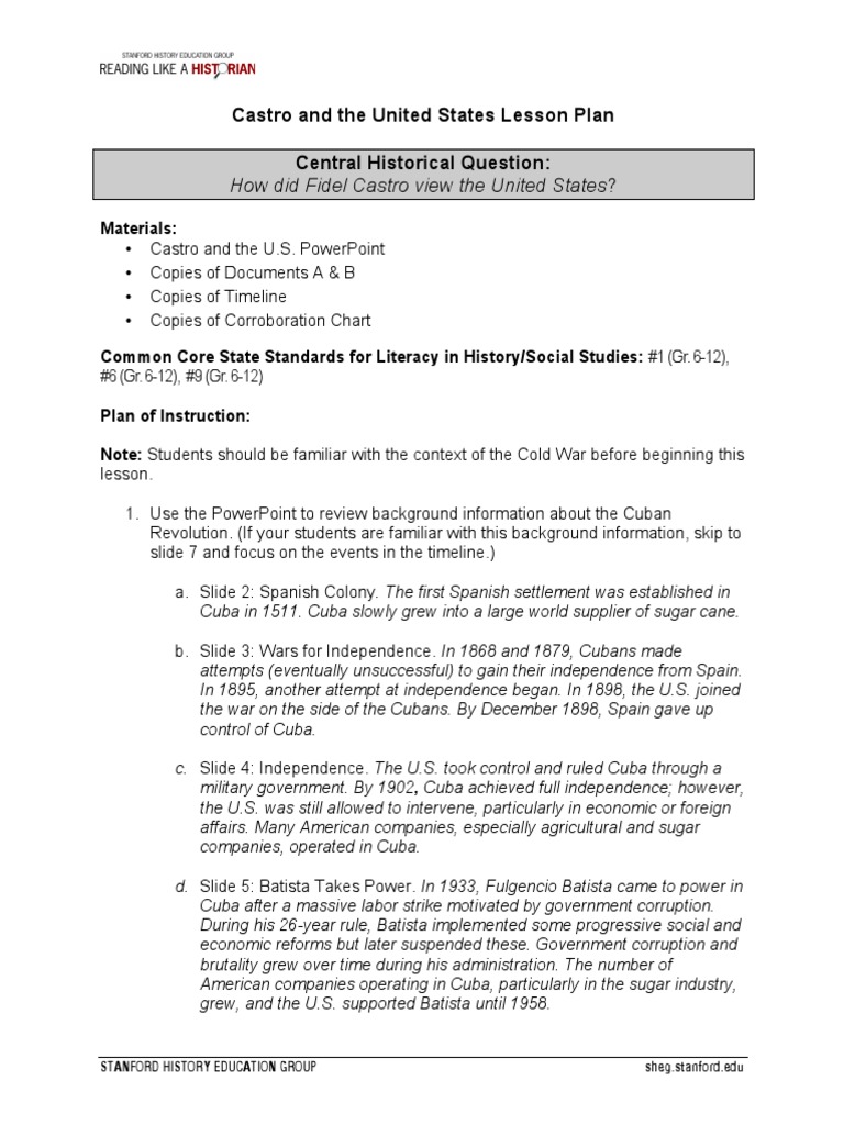 Castro's Evolving View of the U.S. | PDF | Fidel Castro | Fulgencio Batista