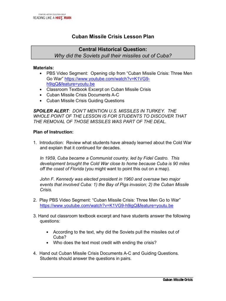 Cuban Missile Crisis Teacher Materials 6 | PDF | Cuban Missile Crisis ...
