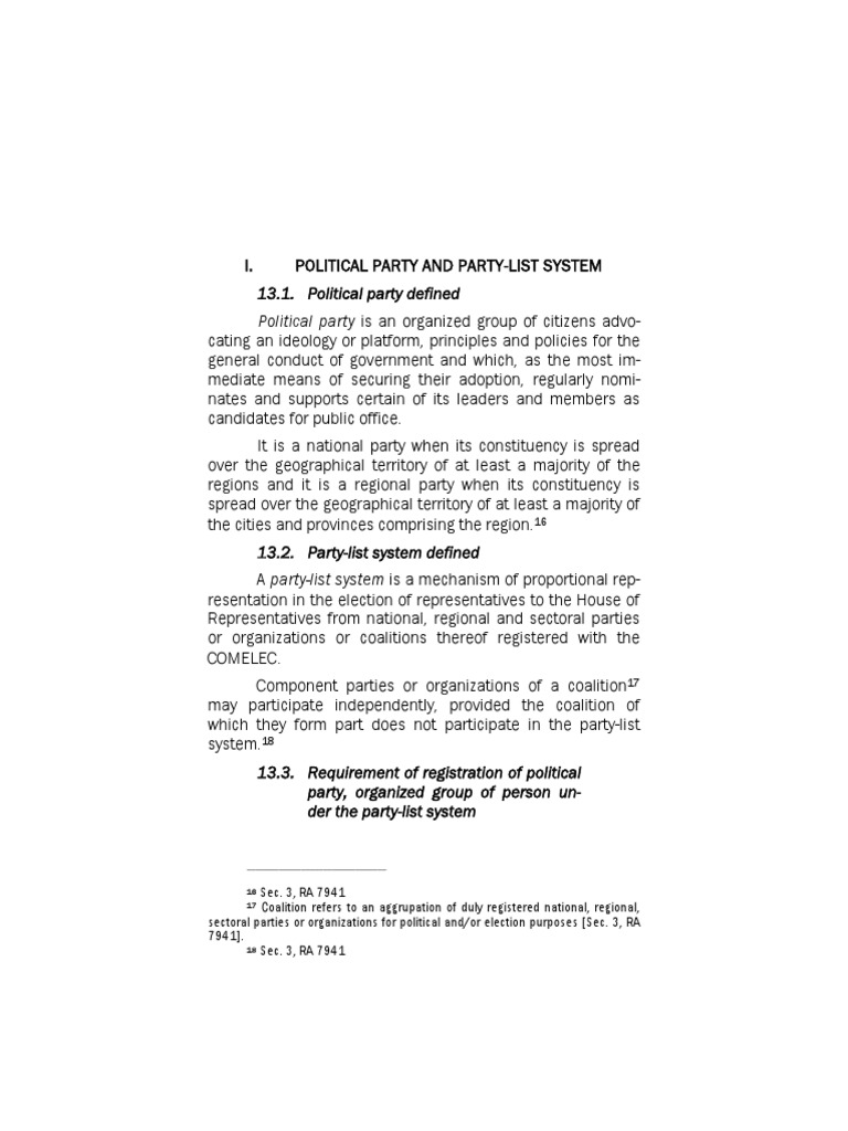 Political Party and Party-List System | PDF | Government | Public Law