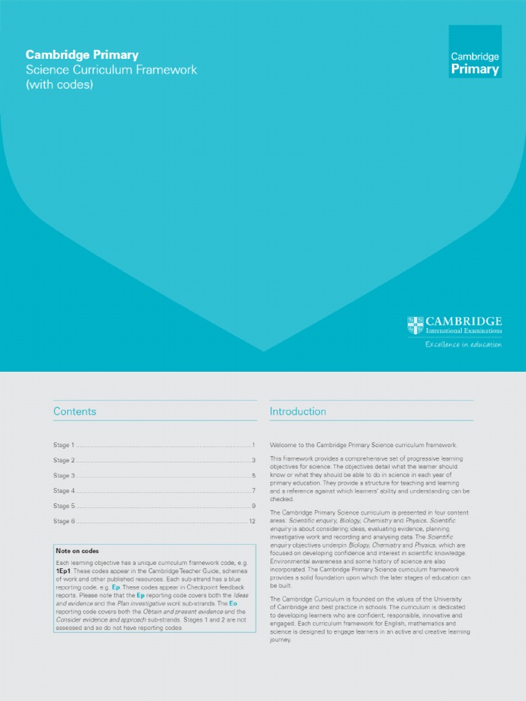Cambridge Primary Science Framework PDF | PDF | Learning | Behavior ...