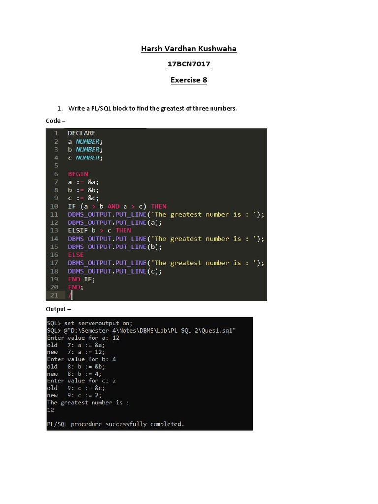 PL SQL Lab Exercise 2 | PDF