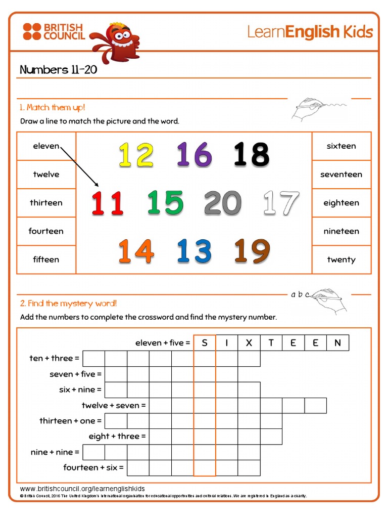 Worksheets Numbers 11 20 PDF | PDF