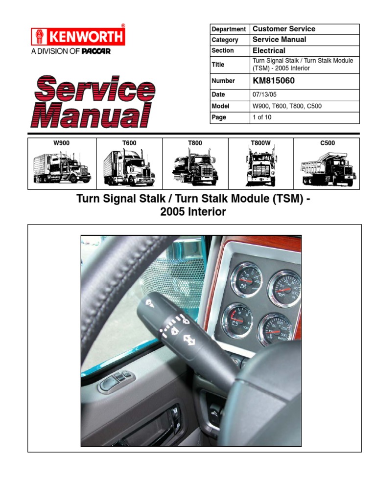 Service Manual: Turn Signal Stalk / Turn Stalk Module (TSM) - 2005 ...