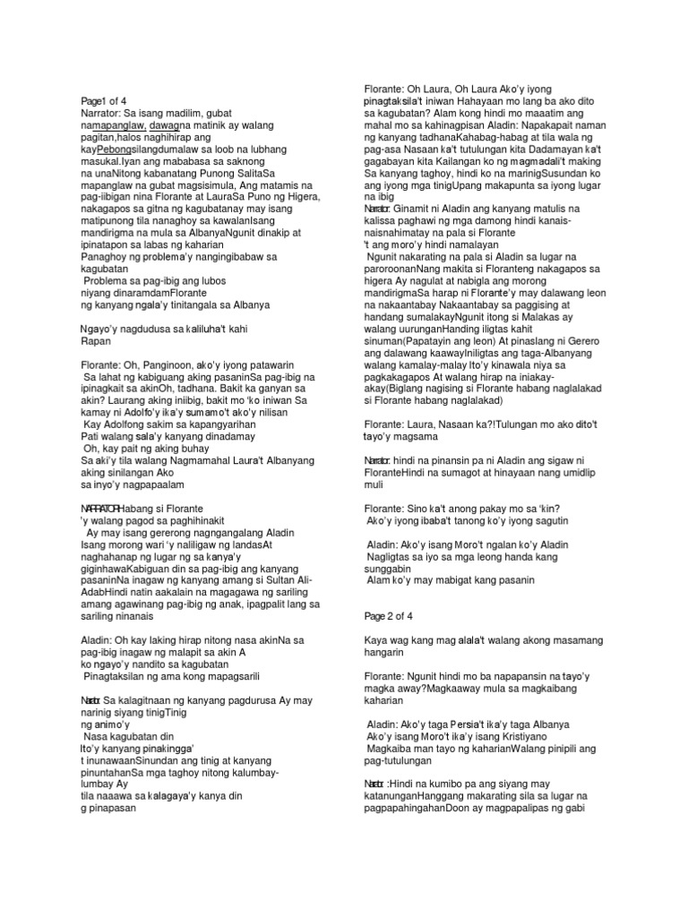 Florante at Laura Script | PDF