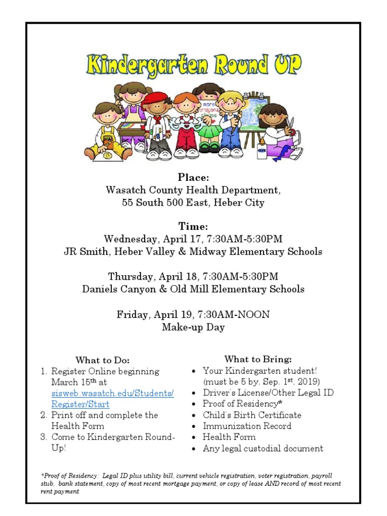 Kindergarten Registration Round-Up 2019 | PDF