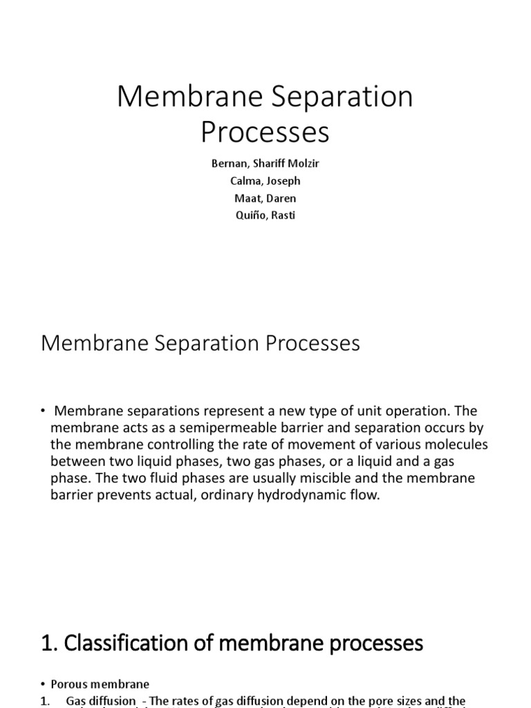 Membrane Separation Processes | PDF | Membrane Technology | Membrane
