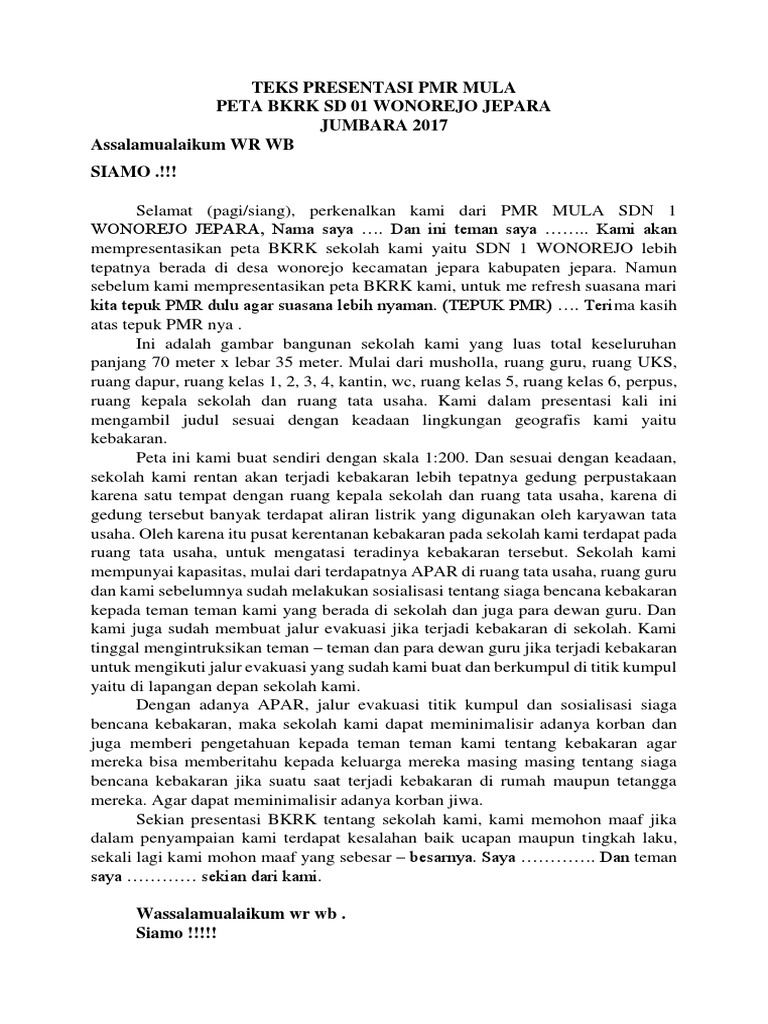 Teks Presentasi PMR Mula | PDF