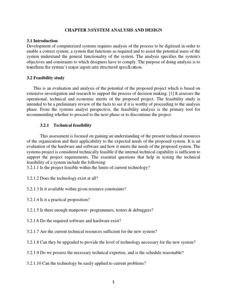 Chapter 3:system Analysis and Design | PDF | Feasibility Study | Software