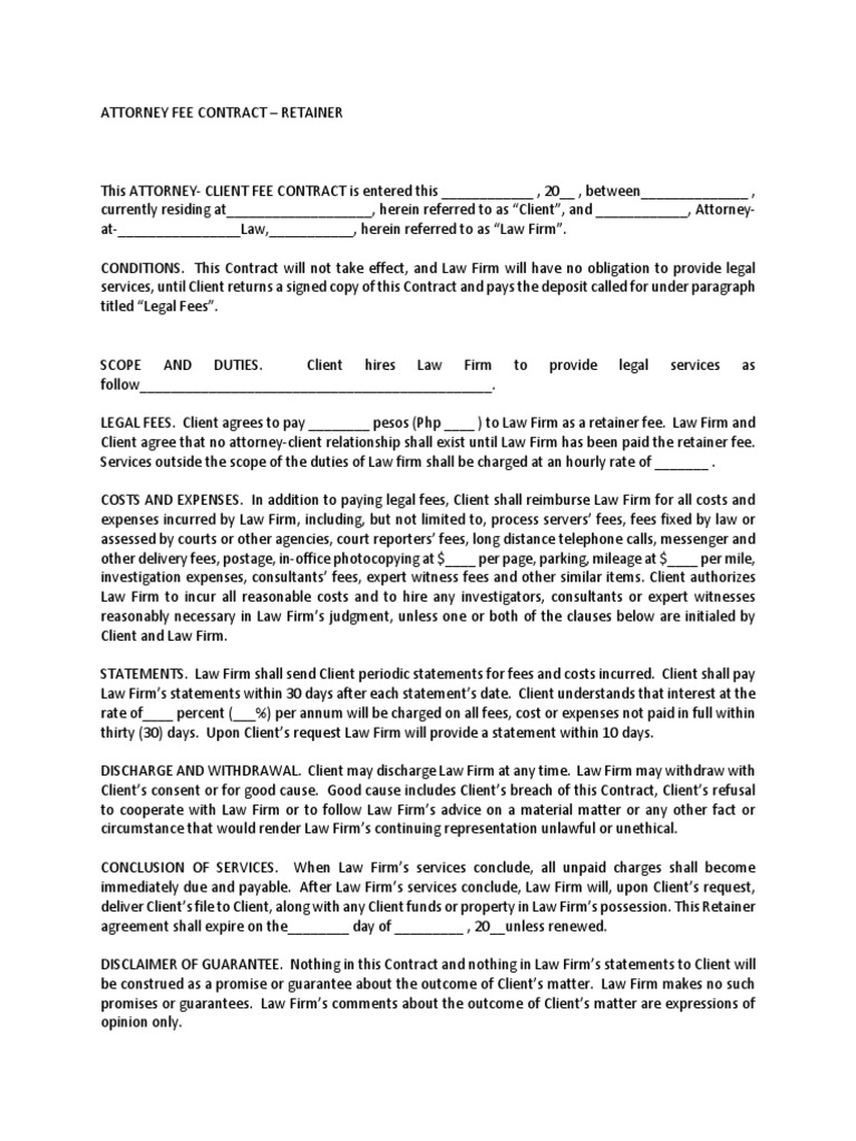 Attorney Fee Contract | PDF | Attorney's Fee | Law Firm