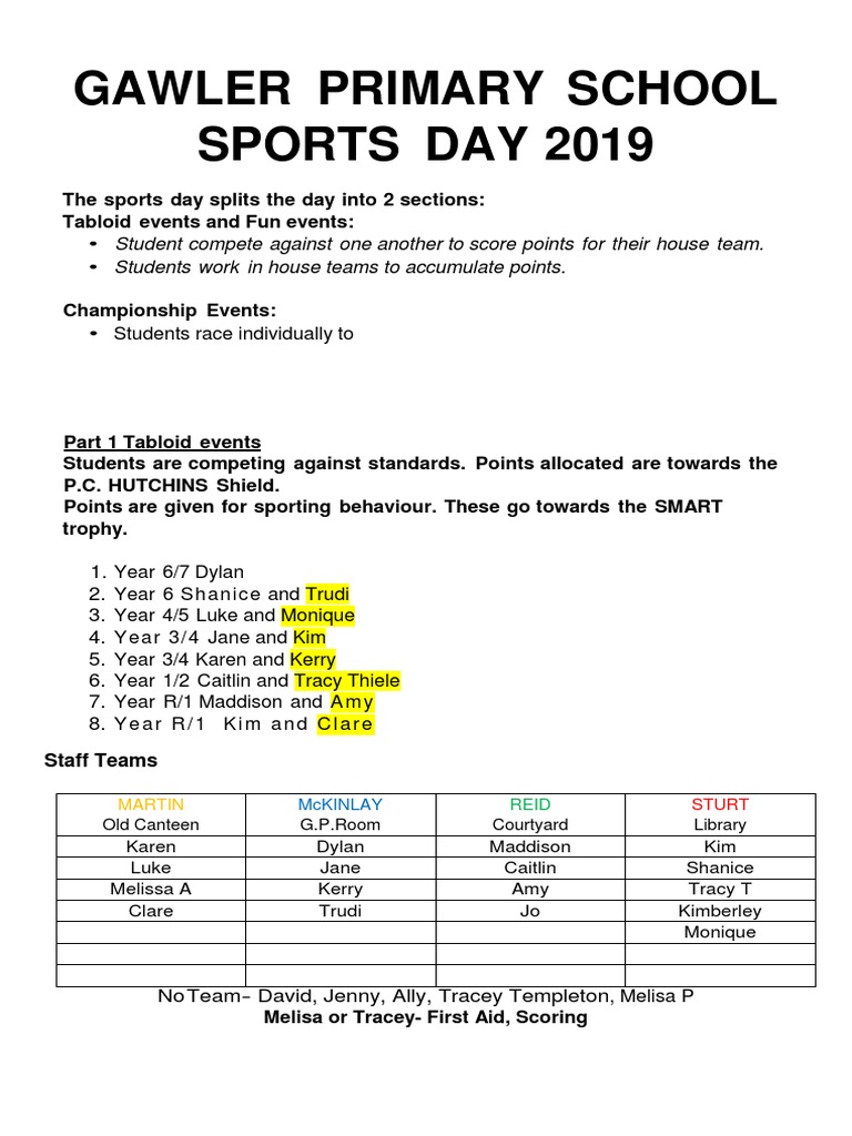 2019 Sports Day Document | PDF | Athletic Sports | Leisure