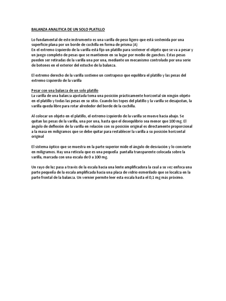 Balanza Monoplato | PDF