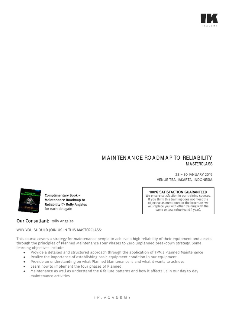 Maintenance Roadmap To Reliability: Our Consultant | PDF | Reliability ...