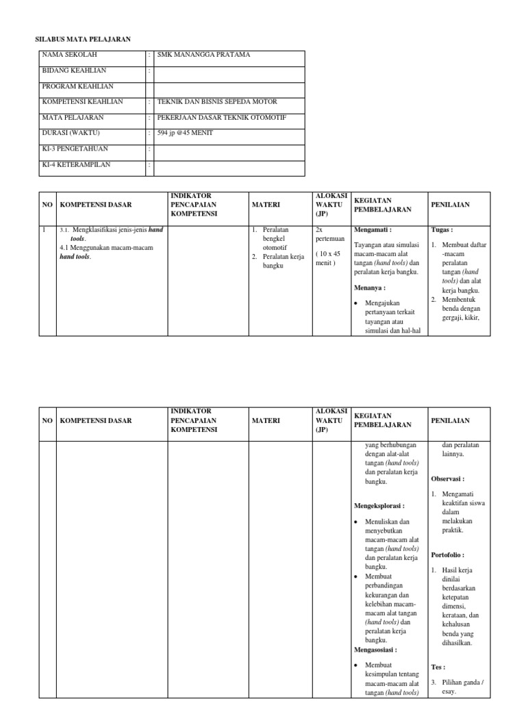 Silabus Pdto TBSM | PDF