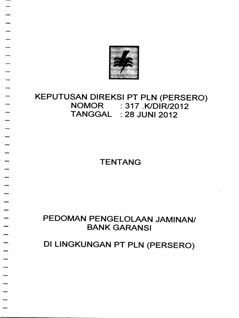 KEPDIR 317 2012-Pedoman Pengelolaan Bank Garansi | PDF