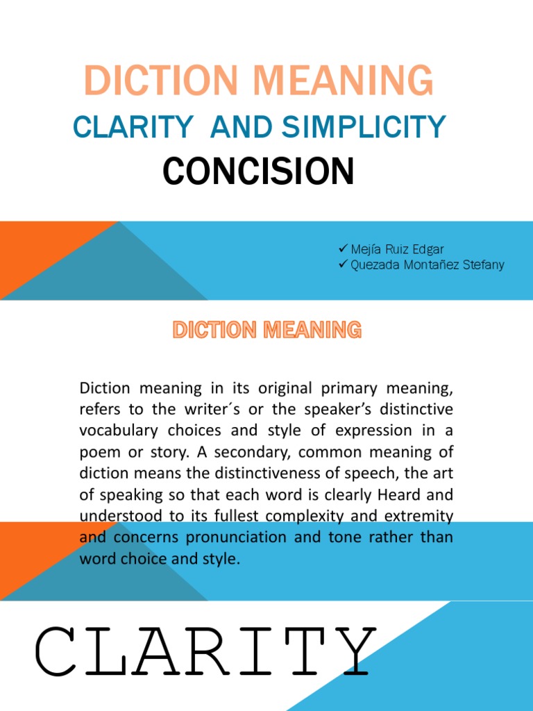 Diction Clarity Concision and Simplicity | PDF | Speech | Communication