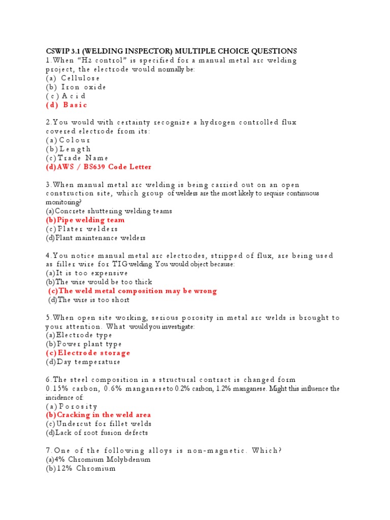 Weld Questions | PDF | Welding | Construction