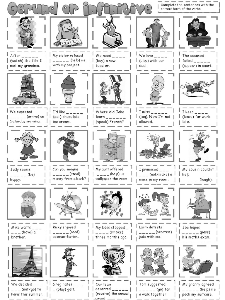 Gerund or Infinitive Fun Activities Games Grammar Drills | PDF ...