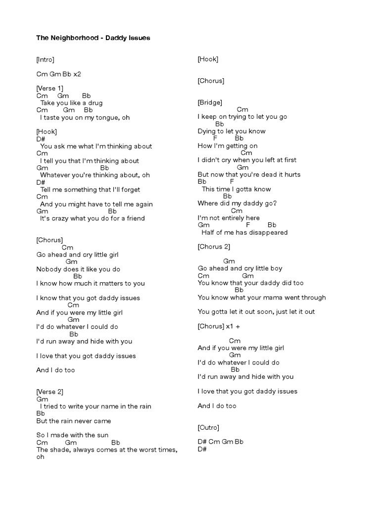 The Neighborhood - Daddy Issues | PDF | Song Structure | Songs