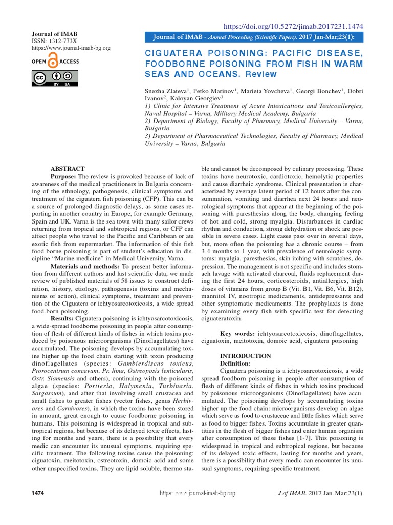 Ciguatera Poisoning: Pacific Disease, Foodborne Poisoning From Fish in ...